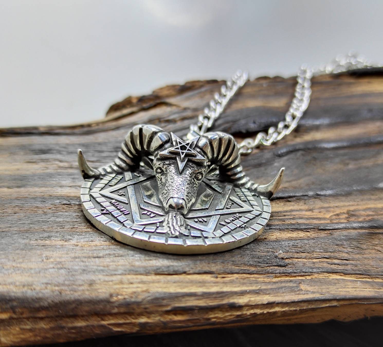 Sterling Silver Baphomet Goat's Head Satanic Medallion - Etsy