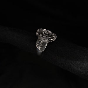 Silver Blooming Rose Ring Sculpture , Blossoming Shiny Flower Jewelry ...