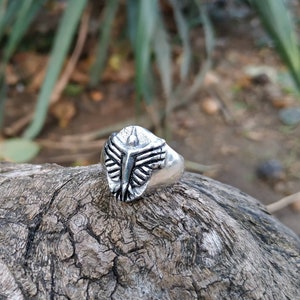 Silver Flying Bird Raven Charm Ring , Symbol of Wisdom and Prophesy Ancient Majestic Artefact ...