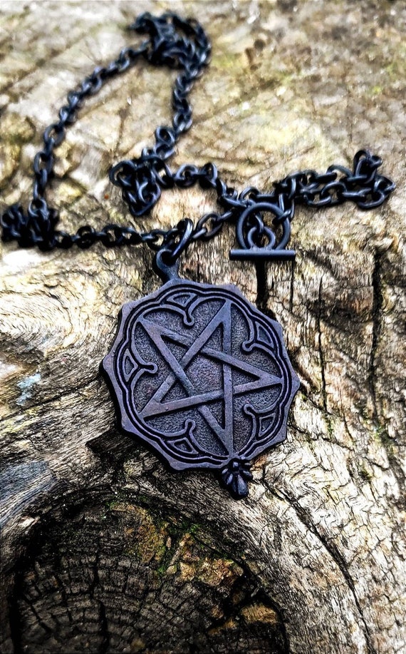 Black Lace Pentagram Necklace Shadow Pentacle Witches | Etsy
