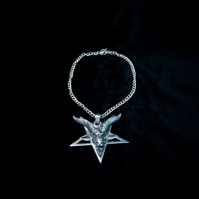 Large Satanic Goat Head Pentagram Necklace Huge Baphomet - Etsy