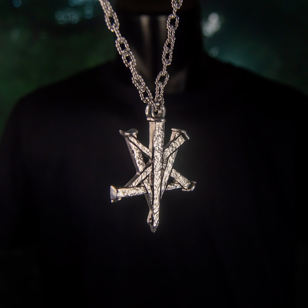 Forged Railroad Spikes Inverted Pentagram Necklace , Hammered ...