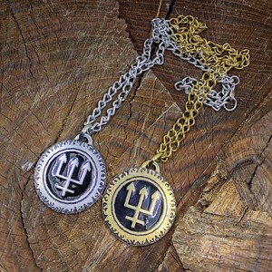 Black Metal Trident Pendant Lucifer Thelema Necklace , Satanic Dark ...