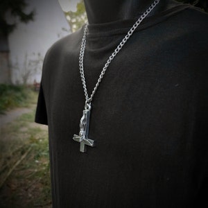 Big Inverted Crucifix Necklace , Giant Curbed Chain Upside Down Cross ...