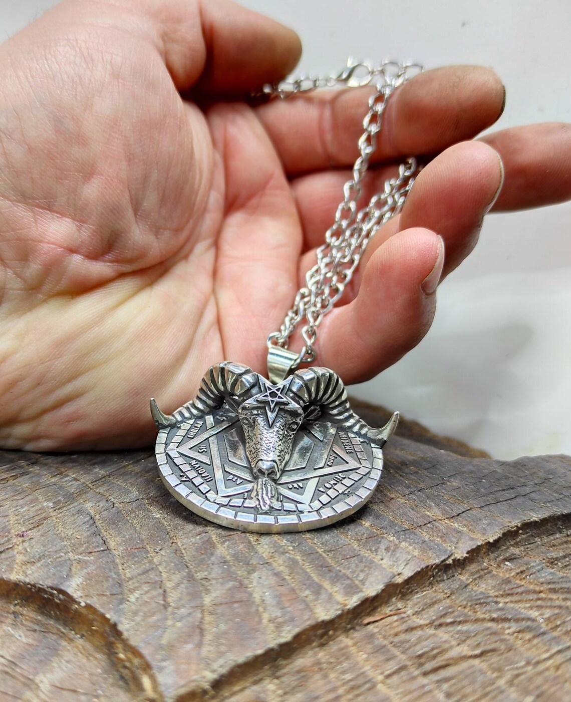 Goat Head Satanic Ritual Necklace Pentagramatron Summoning - Etsy