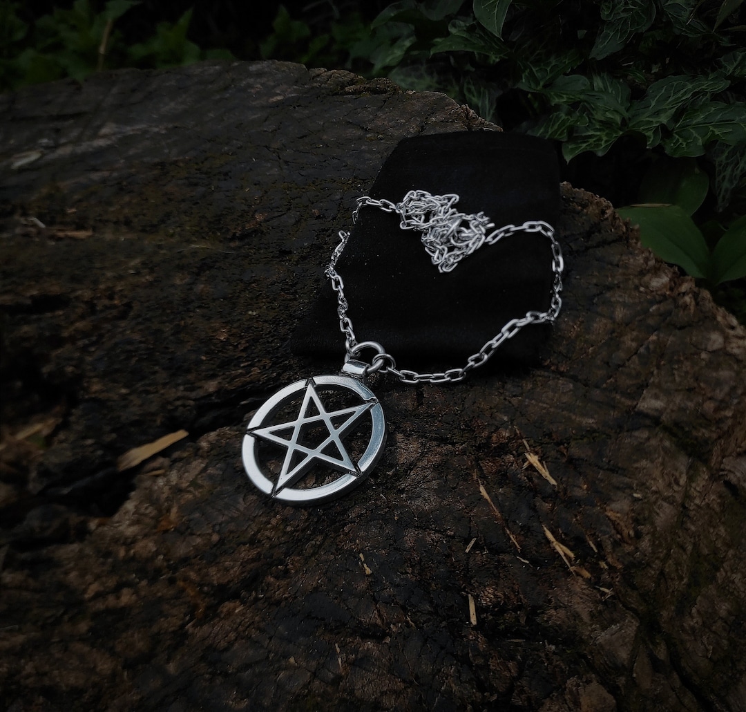 Satanic Inverted Pentagram Cable Chain Necklace , Black Metal Jewelry ...