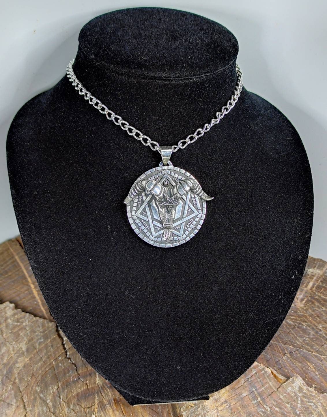 Sterling Silver Baphomet Goat's Head Satanic Medallion - Etsy