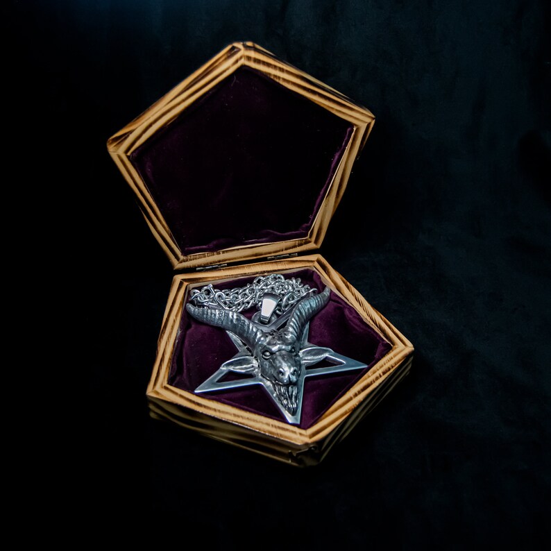 Large Satanic Goat Head Pentagram Necklace Huge Baphomet - Etsy