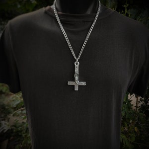 Big Inverted Crucifix Necklace , Giant Curbed Chain Upside Down Cross ...