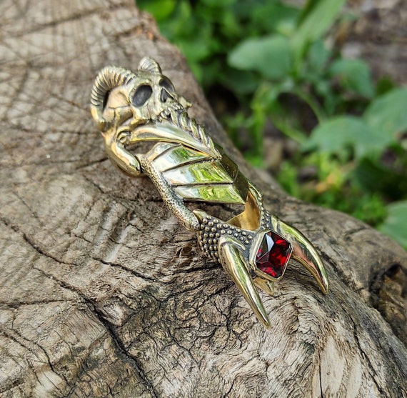 Giant Articulated Full Finger Bronze Ring Vampire Talons - Etsy