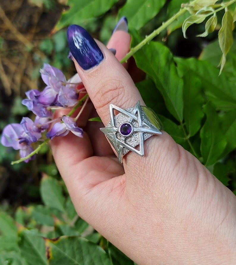 Thelemic Symbol Unicursal Hexagram Star Ring Occult | Etsy