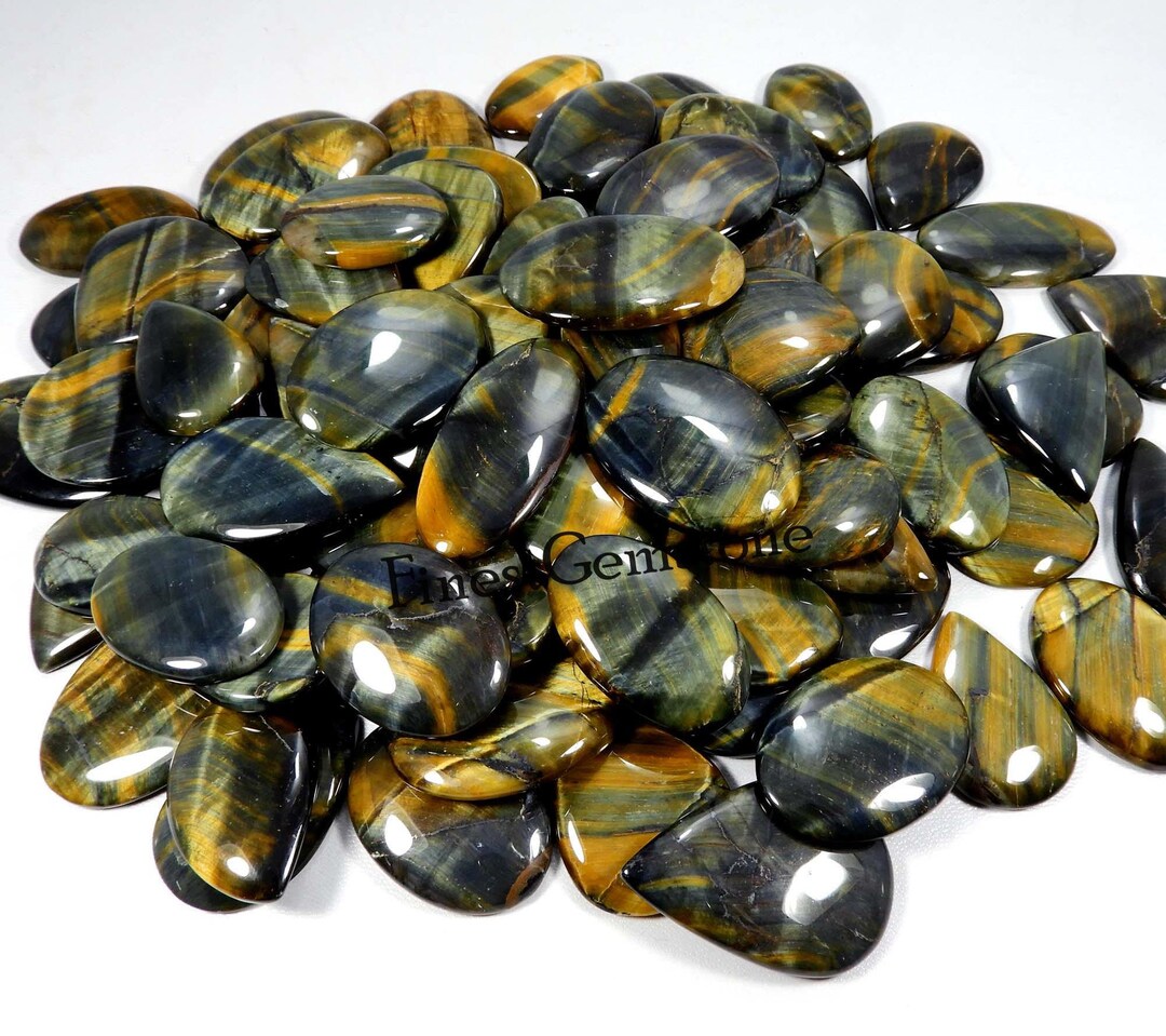 Blue Tiger Eye Gemstone. Massive! Blue Tiger Eye Cabochon. Natural Blue ...