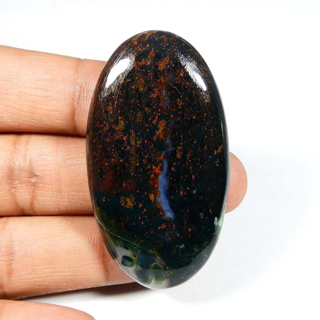 Bloodstone Gemstone. Nice Natural Red Bloodstone Cabochon. Green ...