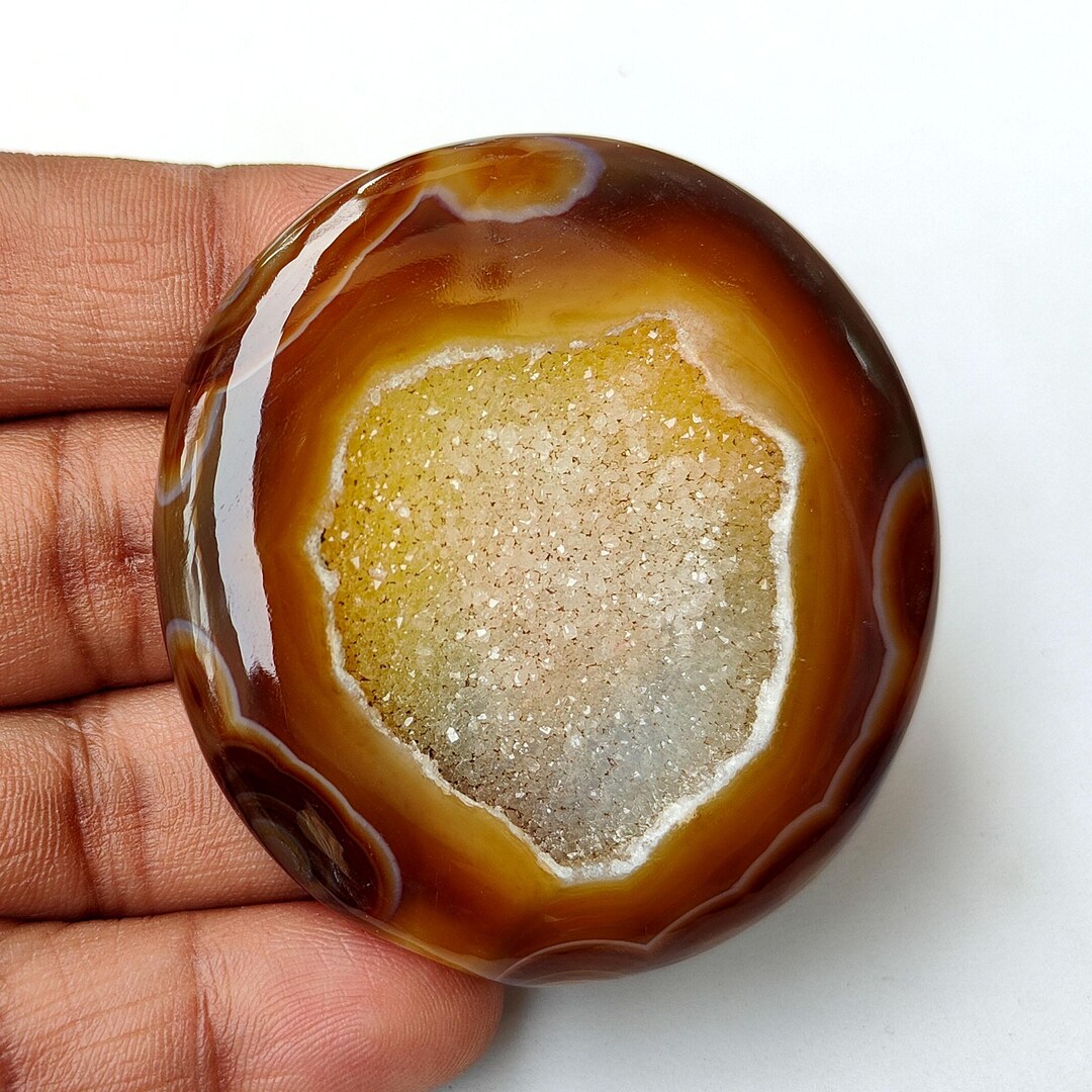 Natural Brown Onyx Agate Druzy Gemstone. Agate Onyx Druzy Cabochon ...