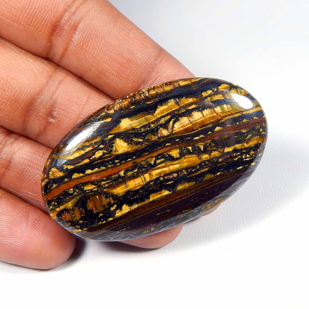 Natural Iron Tiger Cabochon. Fabulous Yellow Brown Iron Tiger Eye. Iron ...