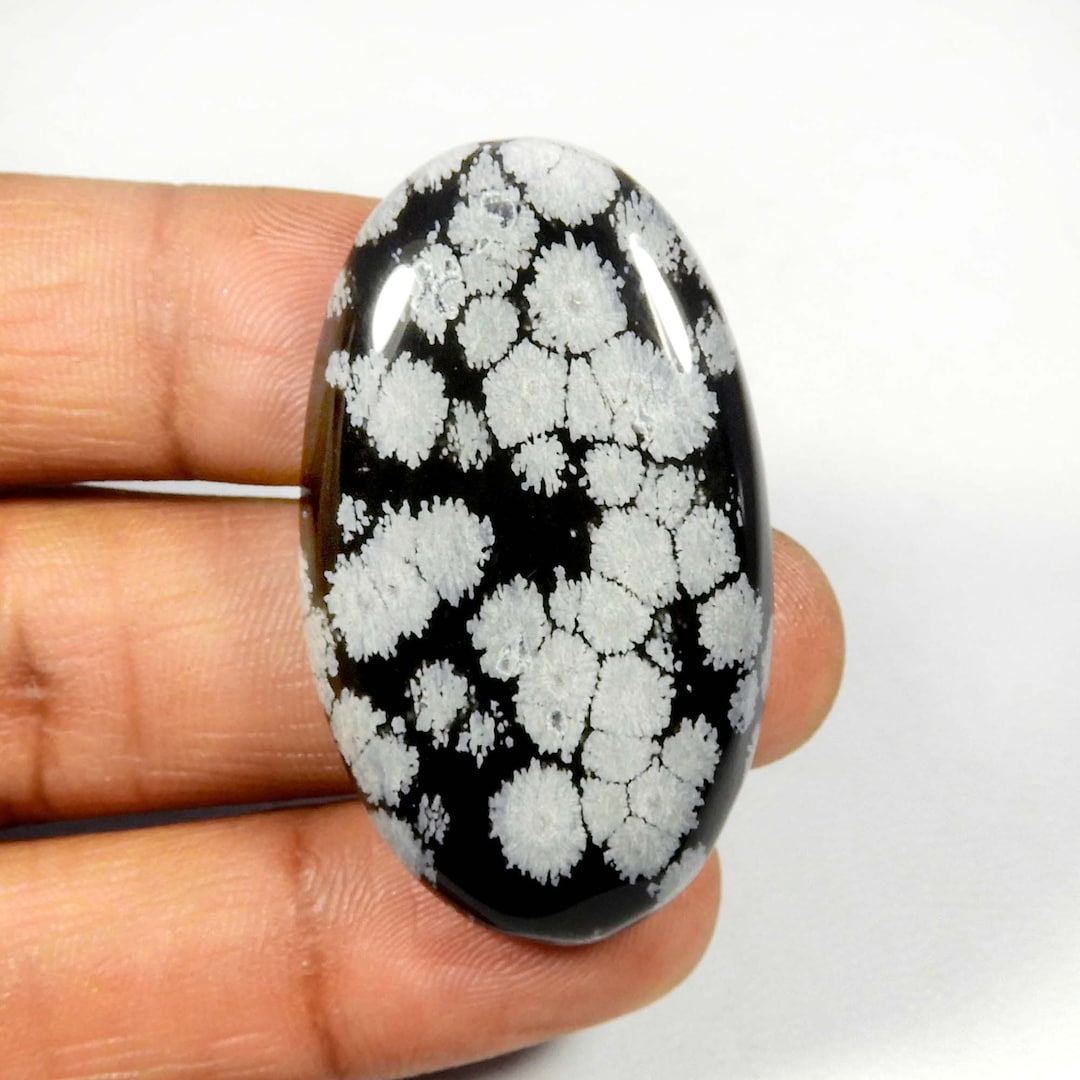 AAA Snow Flake Obsidian Cabochon. Natural White Black Snow - Etsy