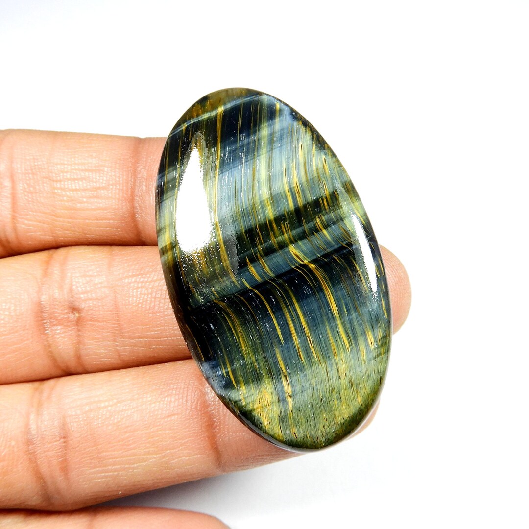 Blue Tiger Eye Natural Cabochon, Oval Gemstone (73 Cts) KB-11570 - Etsy