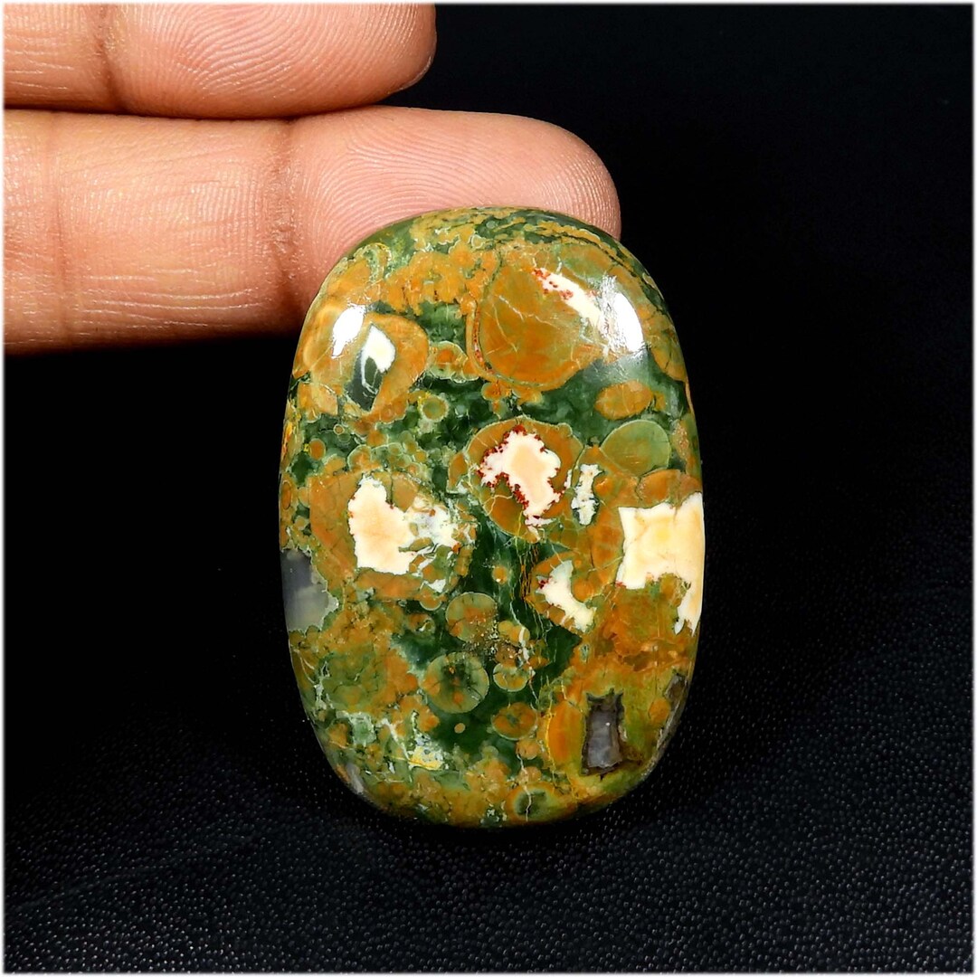 Rhyolite Jasper Cabochon. Rhyolite Jasper Gemstone. Natural Green ...