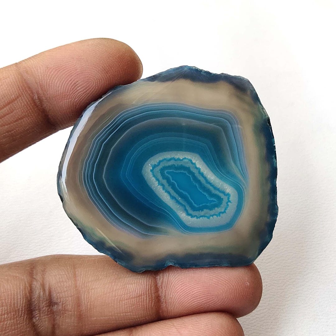 Natural Slice Geode Gemstone. Slice Agate Cabochon. Elegant! Blue Slice ...