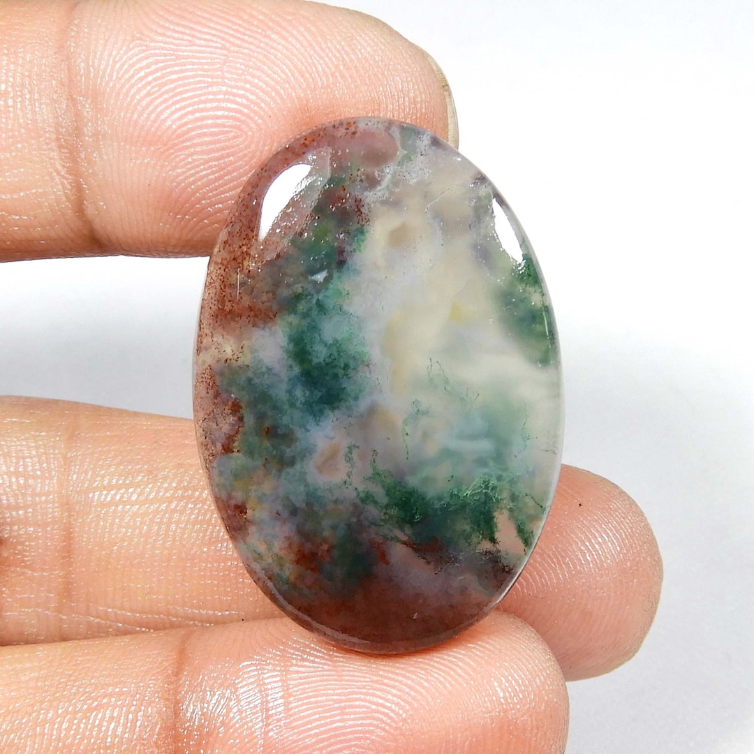 Texture Green Red Moss Agate. Seaweed Moss Agate Cabochon. Natural Moss ...