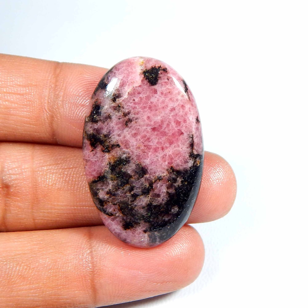 Natural Rhodonite. Massive Pink Rhodonite Cabochon. Rhodonite Gemstone ...