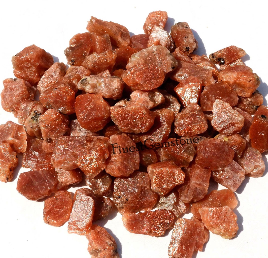 Orange Red Rainbow Lattice Sunstone Rough. Natural Sparkle Sunstone ...