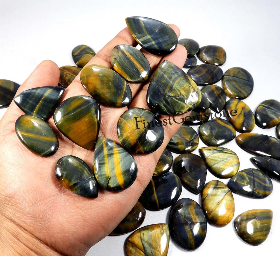 Blue Tiger Eye Gemstone. Nice! Blue Tiger Eye Cabochon. Natural Blue ...