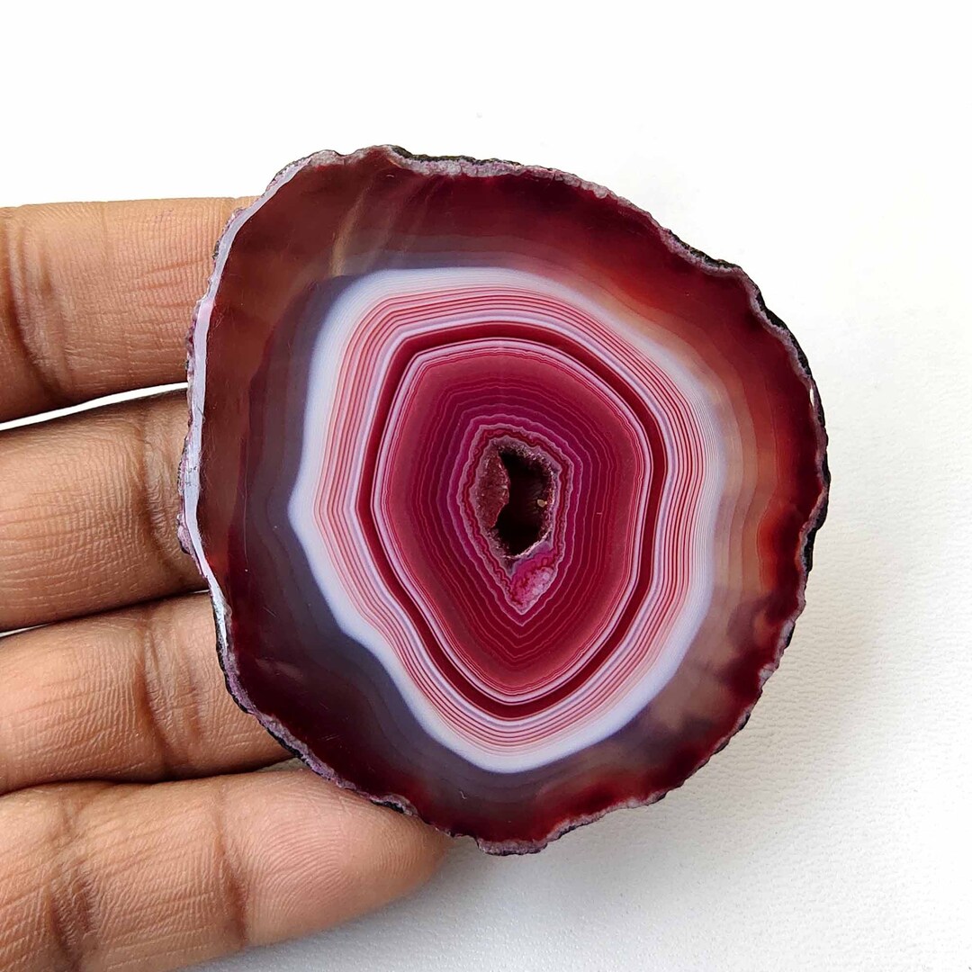 Red Slice Druzy Agate Gemstone. Red Slice Cabochon. Druzy Geode ...