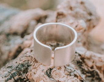 Sterling Silver Adjustable Minimalist Ring, Open Silver Ring ,fine Long ...