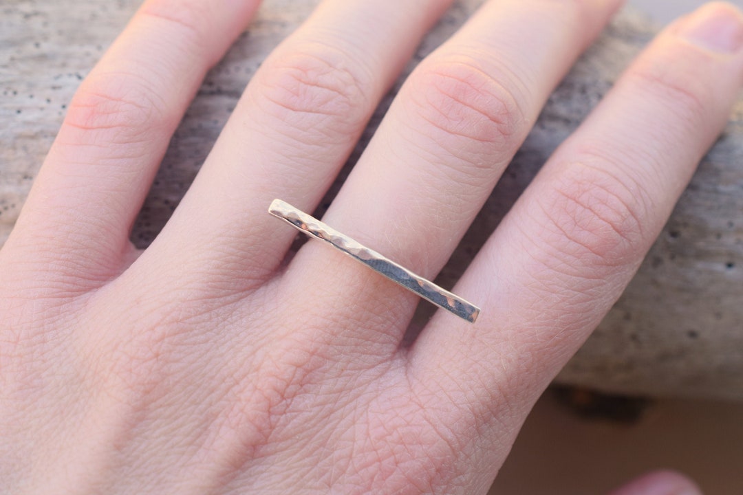 Sterling Silver Bar Ring, Silver Contemporary Ring, Hammered Silver ...