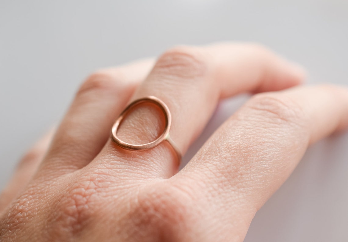 Sterling Silver Circle Ring With Copper Circle Stackable | Etsy