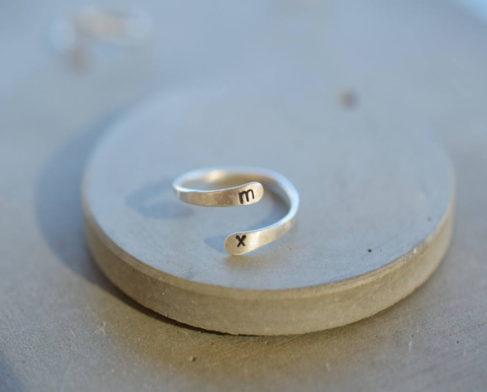 Personalized Sterling Silver Ring Open Adjustable Ring | Etsy