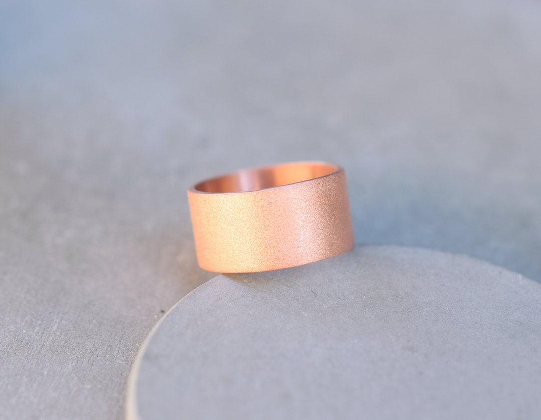 Rose Gold Wide Band Sterling Silver Ring, 10 Mm Rose Gold Plated ...