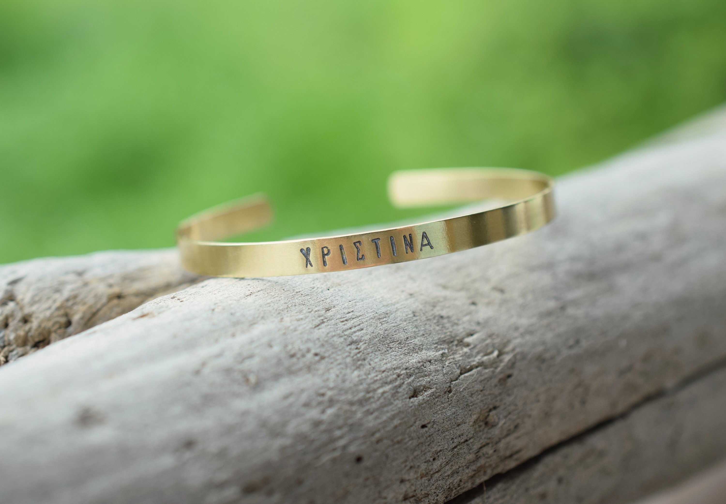 Your name in GREEK letters brass bracelet greek name brass | Etsy