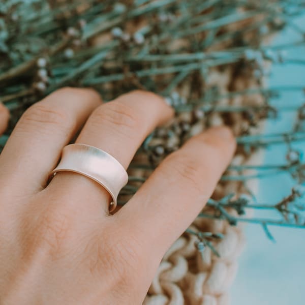 Brushed Silver Ring - Etsy