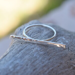 Sterling Silver Bar Ring, Silver Contemporary Ring, Hammered Silver ...