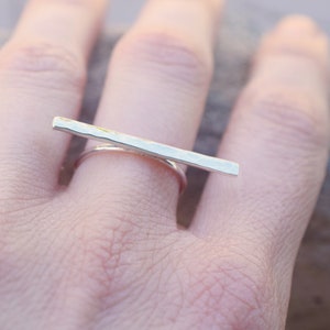 Sterling Silver Bar Ring, Silver Contemporary Ring, Hammered Silver ...