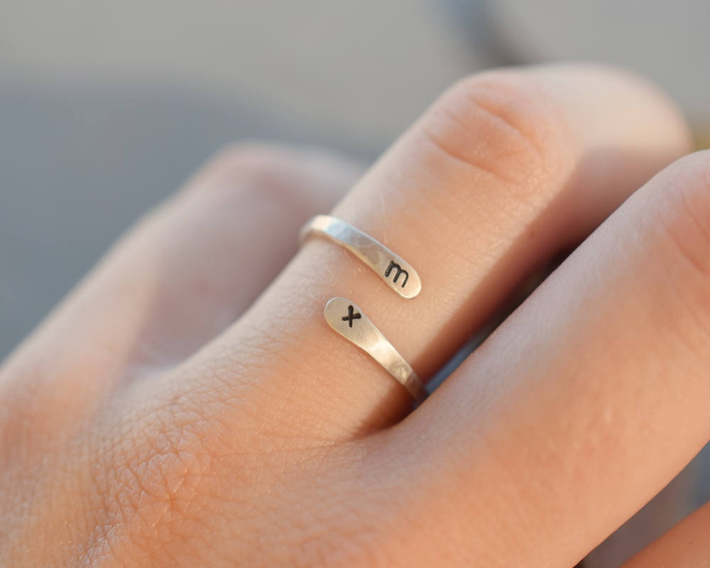Personalized Sterling Silver Ring Open Adjustable Ring | Etsy