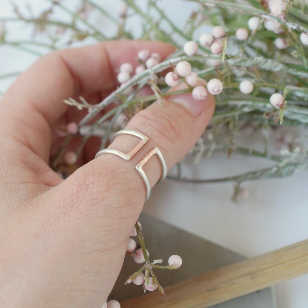 Sterling Silver Cage Ring With Copper Bars, Open Contemporary Ring ...