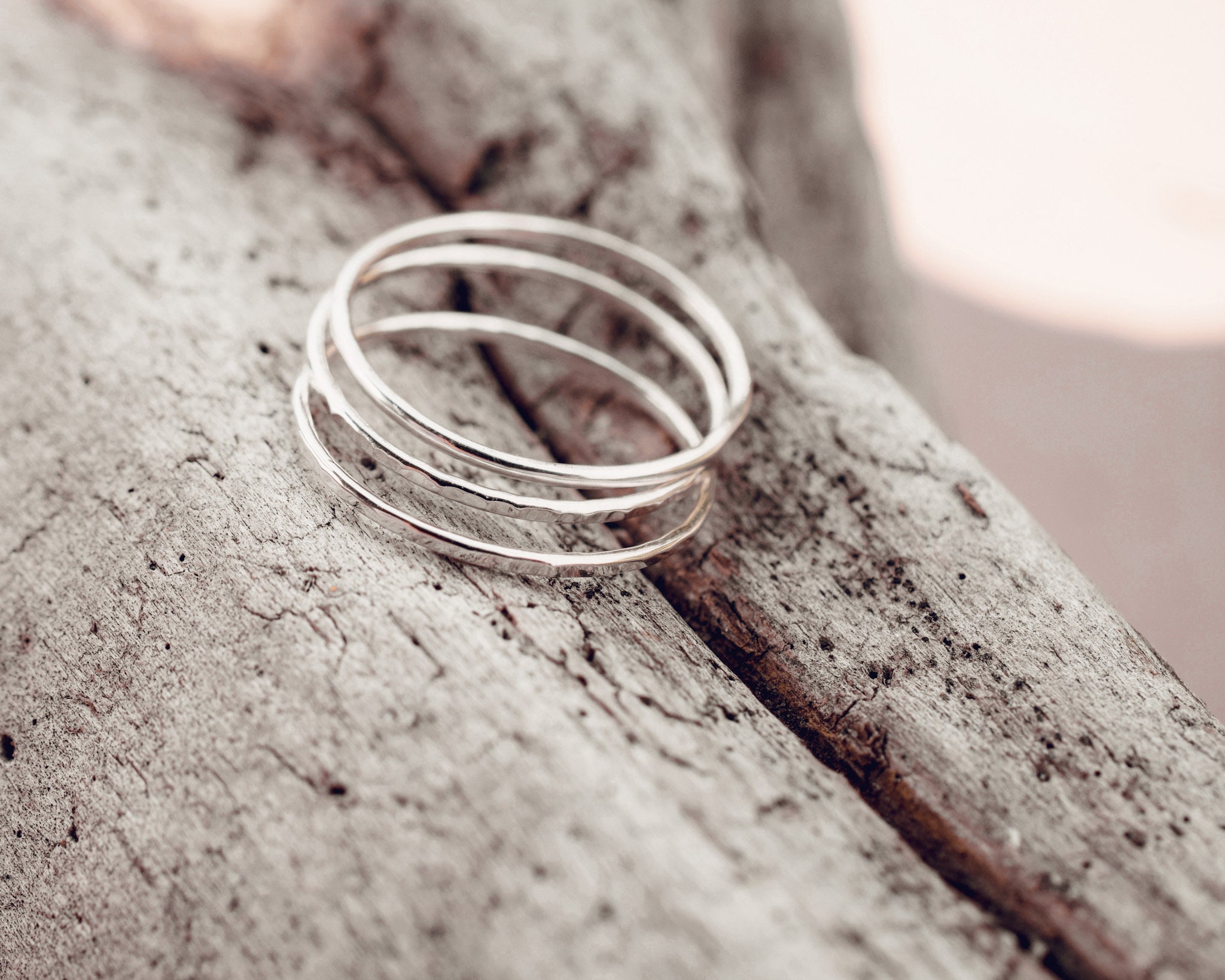 Set of Three Skinny Sterling Silver Rings Set of 3 Stackable - Etsy