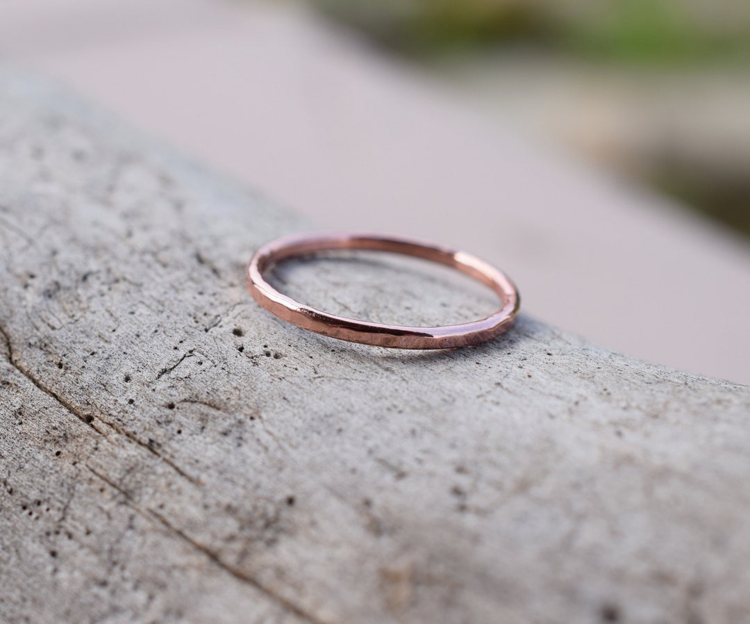 Hammered Raw Copper Band Ring, Shiny Copper Ring 1.5 Mm Thick - Etsy