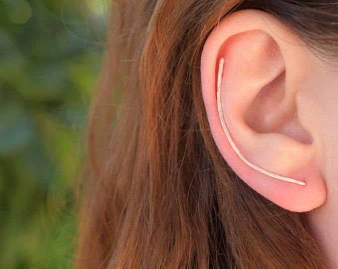Ear Climbers Leaves, Asymmetrical Ear Crawlers, Sterling Silver ...