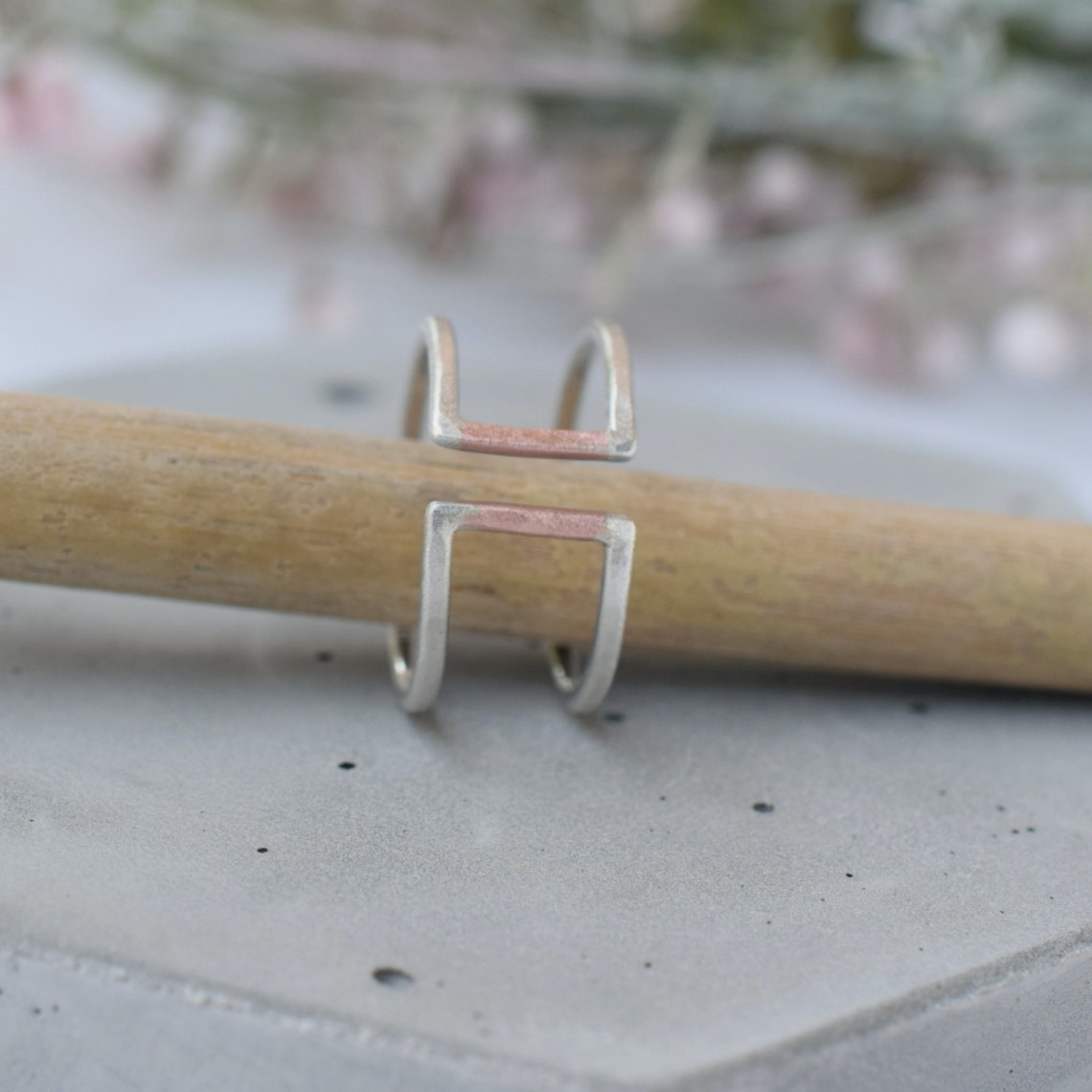 Sterling Silver Cage Ring With Copper Bars Open Contemporary - Etsy