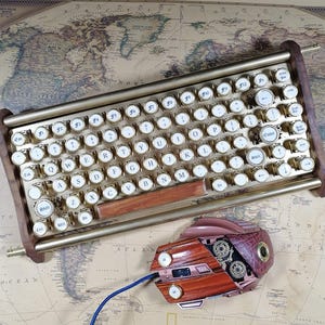 Mini Wired Steampunk, Retro Keyboard and Mouse - Etsy
