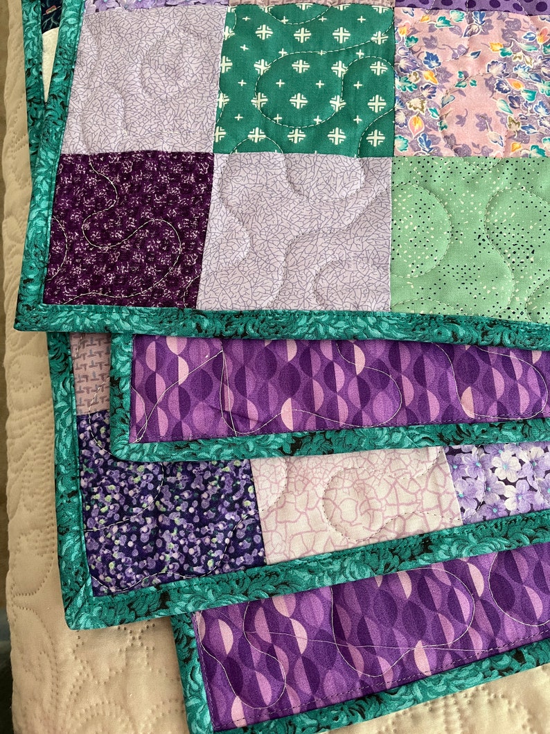 Purple Patchwork Farmhouse Youth Kids Homemade Lap Quilt 48x48 - Etsy