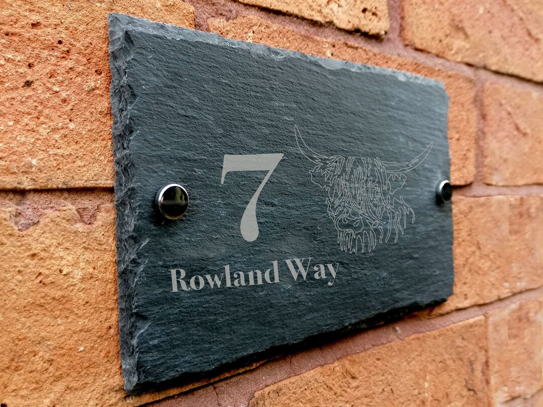 Cow - Highland Cow - Slate House Sign - Etsy