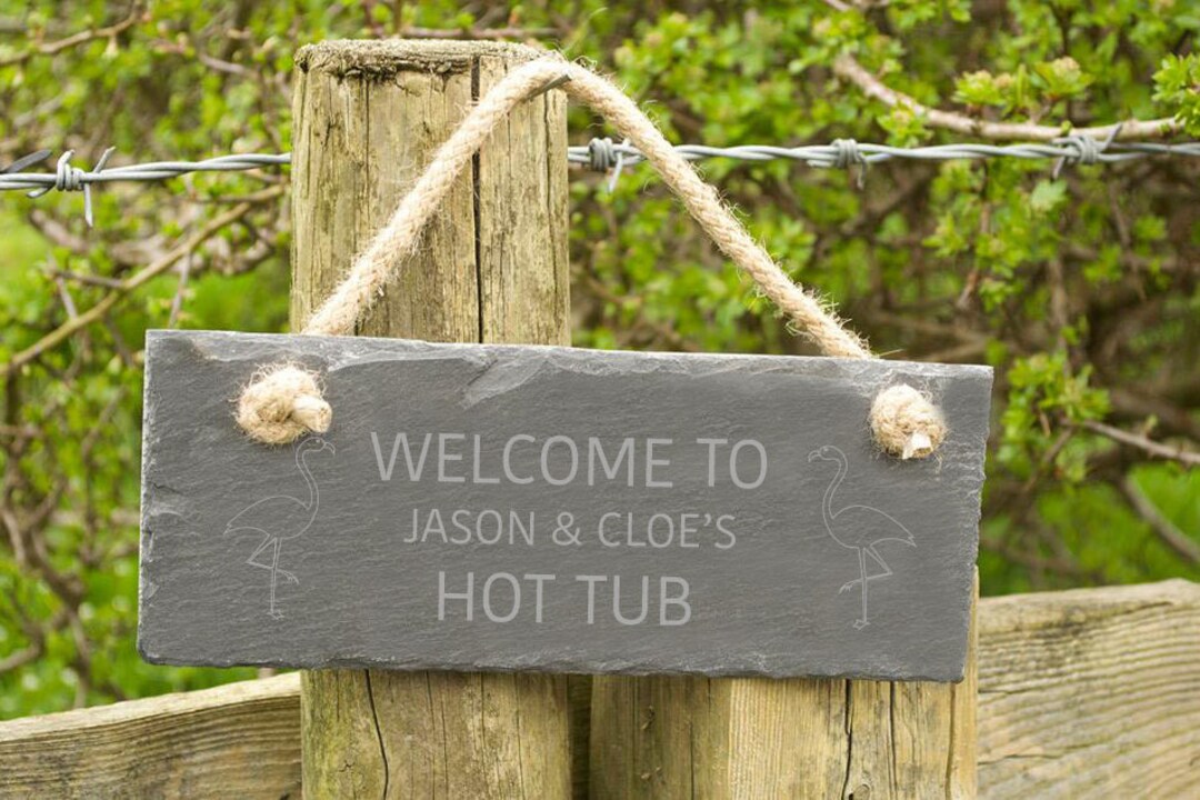 Slate Hanging Hot Tub Signs Jacuzzi Plaque | Christmas | Birthday ...