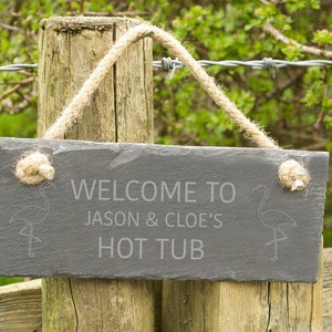 Slate Hanging Hot Tub Signs Jacuzzi Plaque | Christmas | Birthday ...