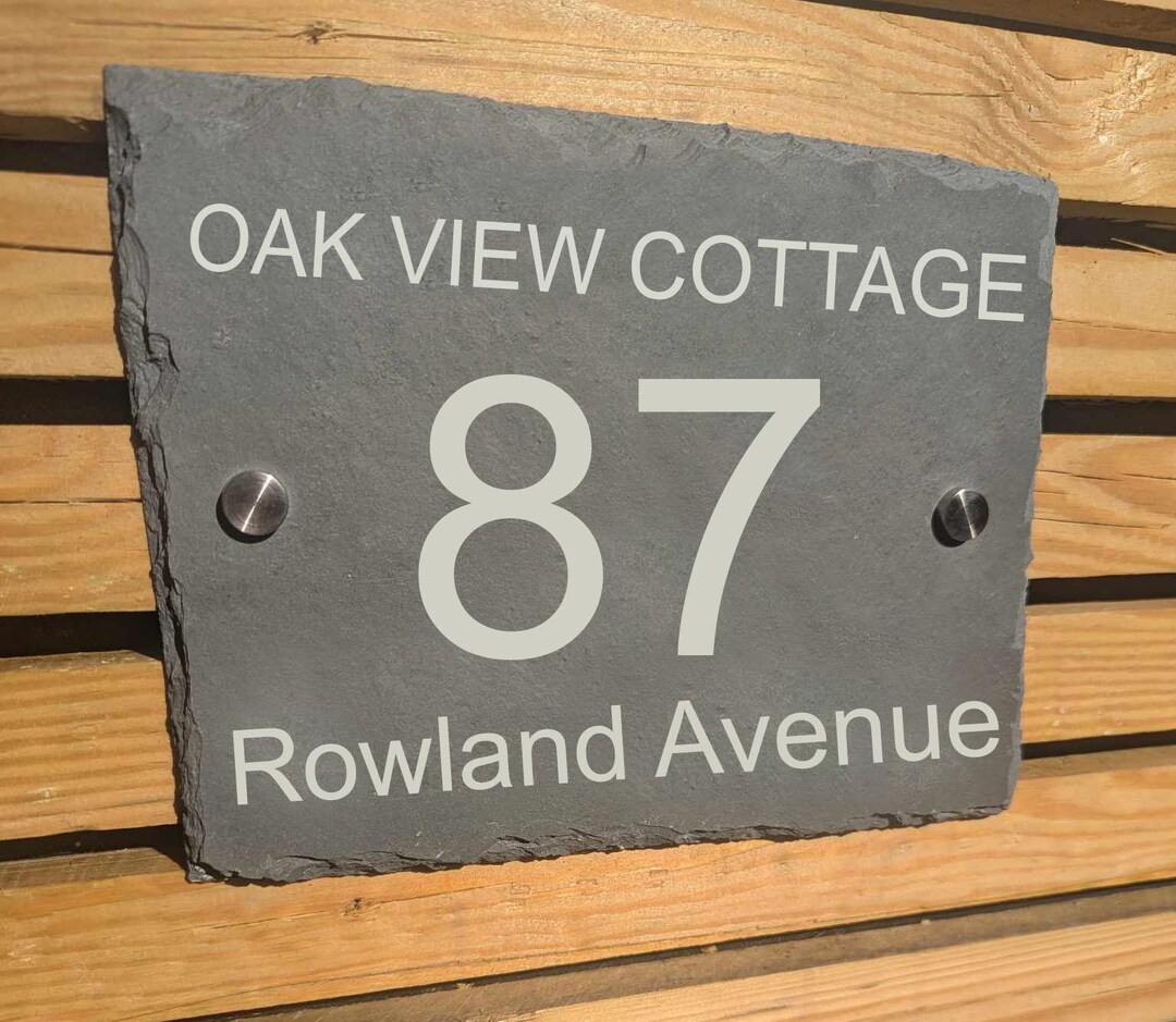 Rustic Natural Slate House Gate Sign Plaque Door Number Farmhouse ...