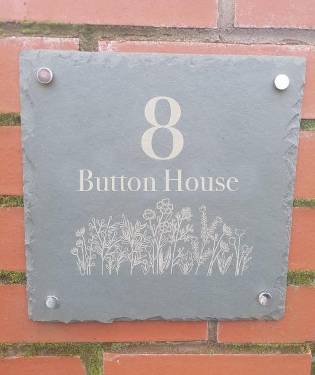 Floral Square House Sign | House Sign | House Number | Gifts | Green ...
